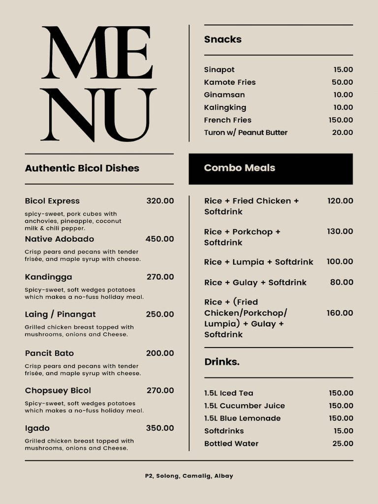 Simple Food Menu | PDF