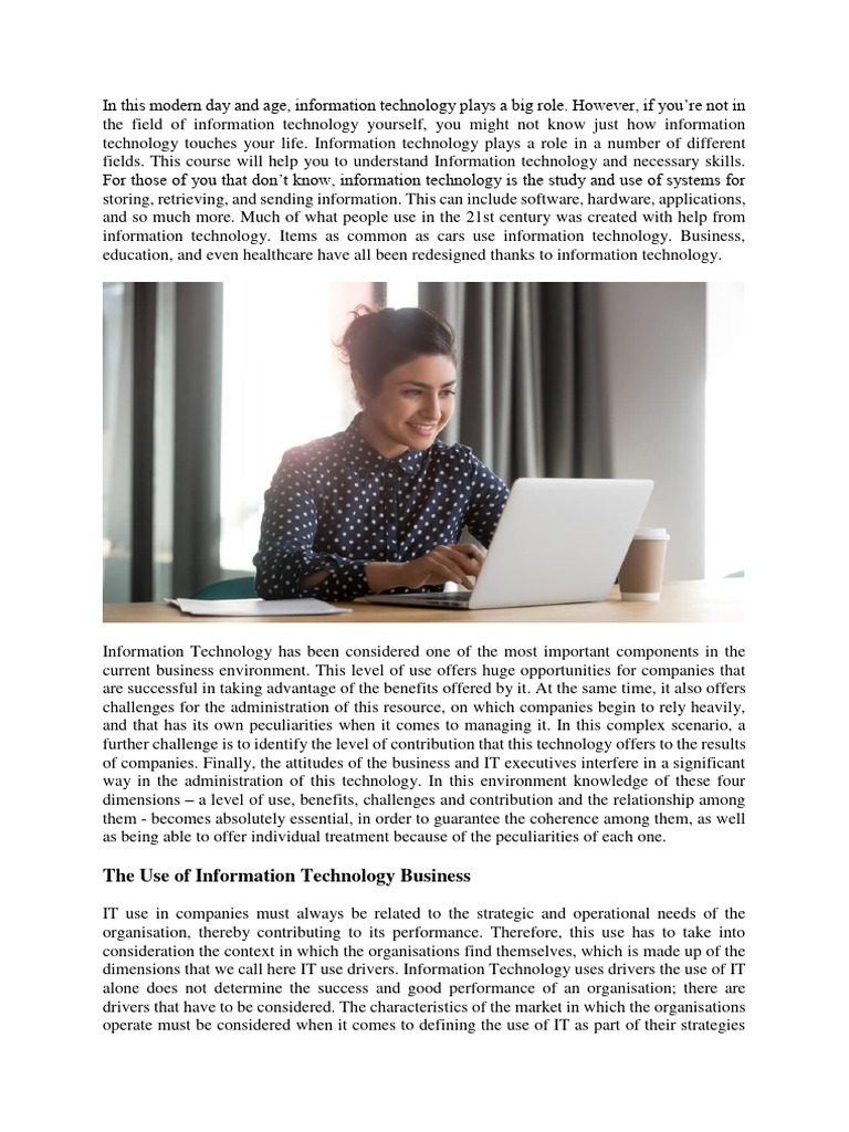 The Use of Information Technology Business | PDF | Health Care | Patient