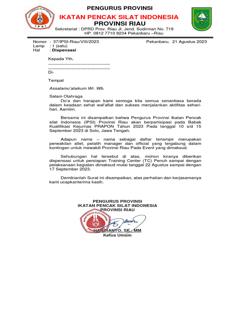 Dispensasi TC Prapon | PDF