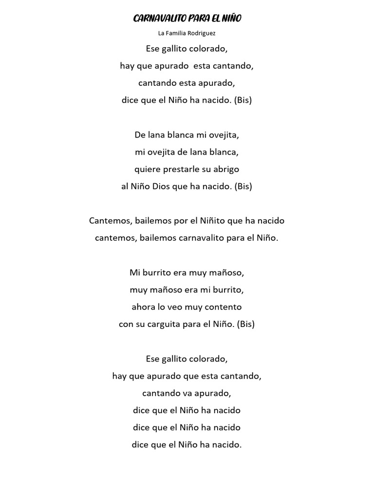 Carnavalito Infantil para el Niño | PDF