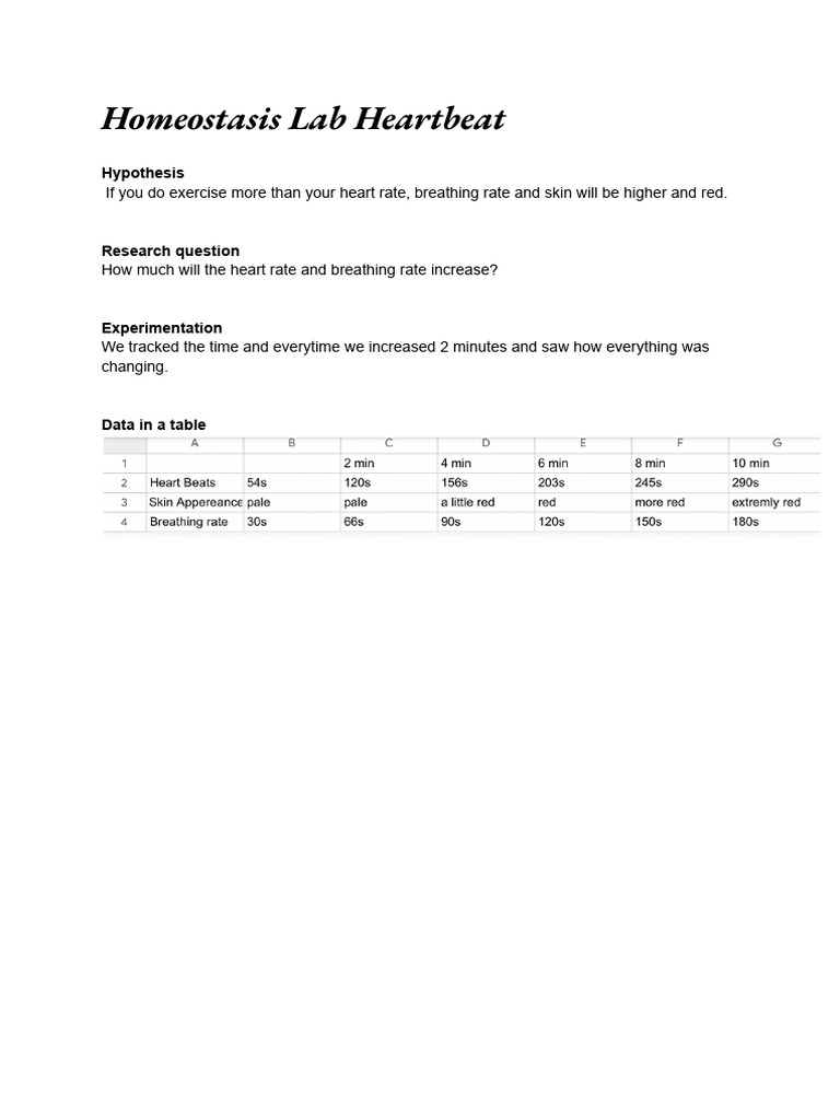 Heart Rate Changes During Exercise Lab | PDF | Wellness