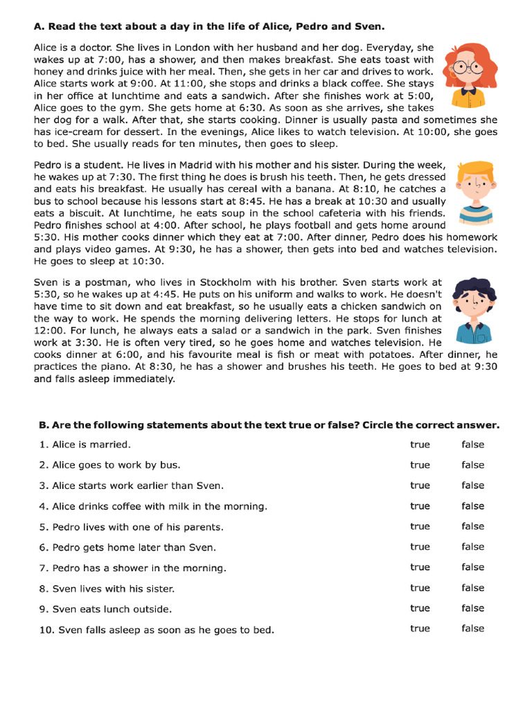 A1 Reading Comprehension | PDF