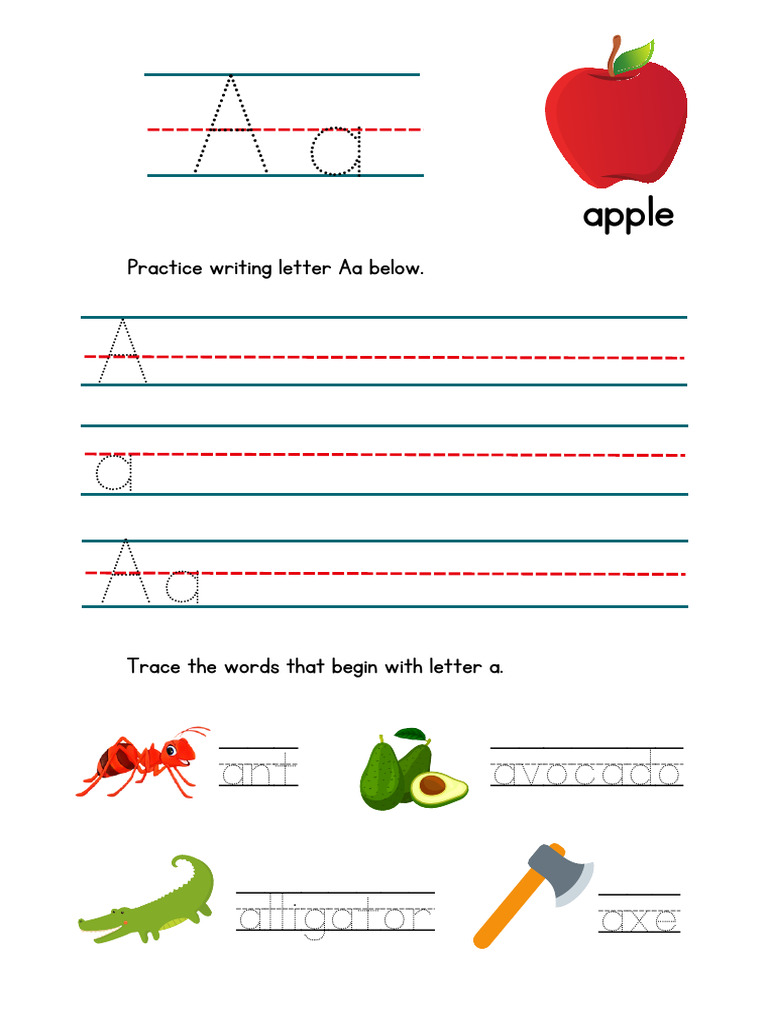 Writing Letter Aa Worksheet | PDF