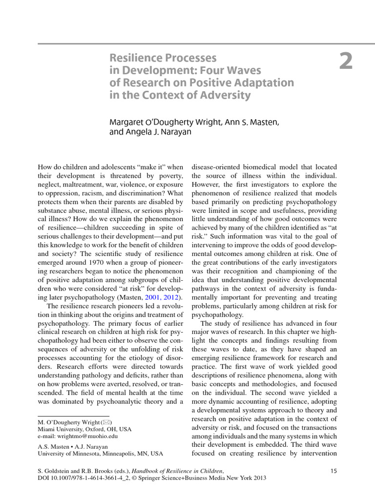 Resilience Processes in Development: Four Waves of Research On Positive ...