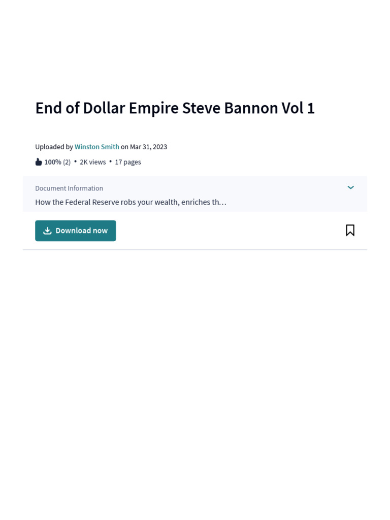 End of Dollar Empire Steve Bannon Vol 1 - PDF - Federal Reserve - Troubled Asset Relief Program ...