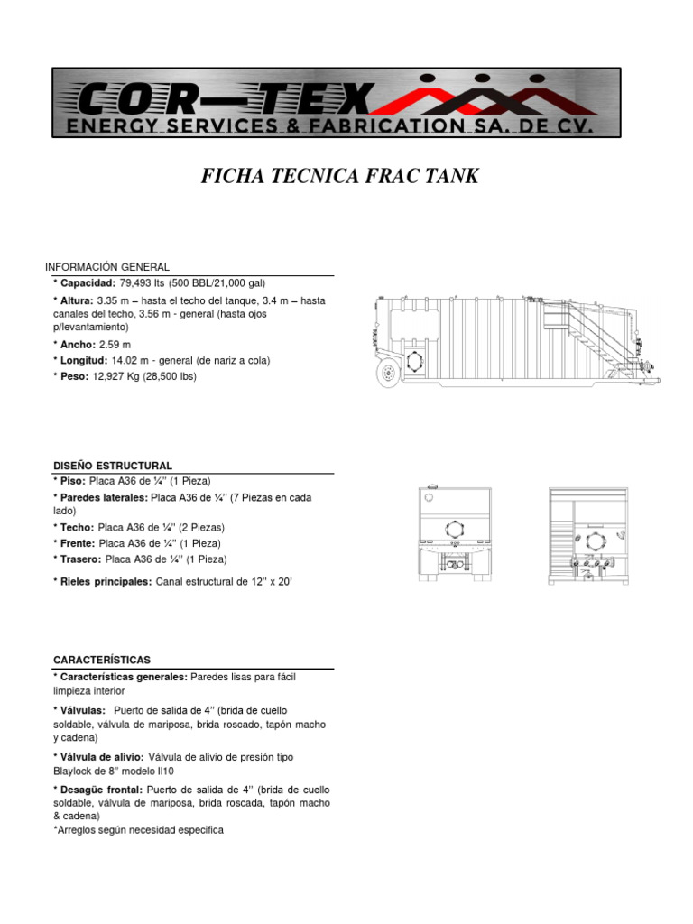 Ficha Técnica de Frac Tank | PDF
