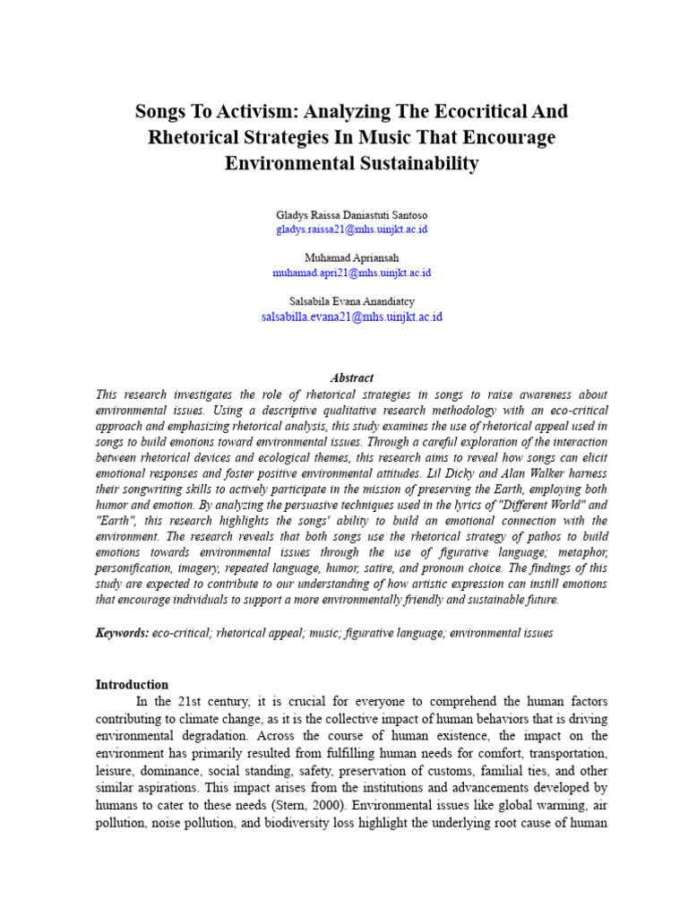 Ecocritical Music: Rhetoric for Change | PDF | Rhetoric | Ecocriticism