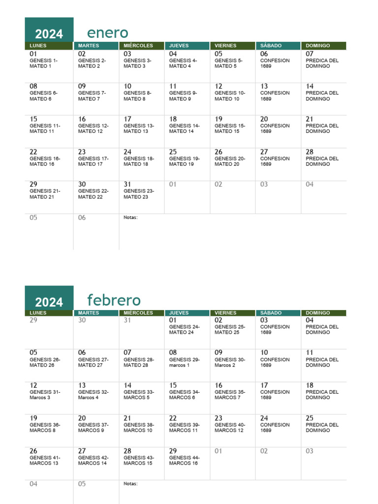 Plan Anual de Lectura de Palabra Viva 2024 | PDF