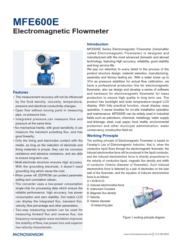 MFE600E Electromagnetic Flowmeter Guide | PDF | Flow Measurement ...