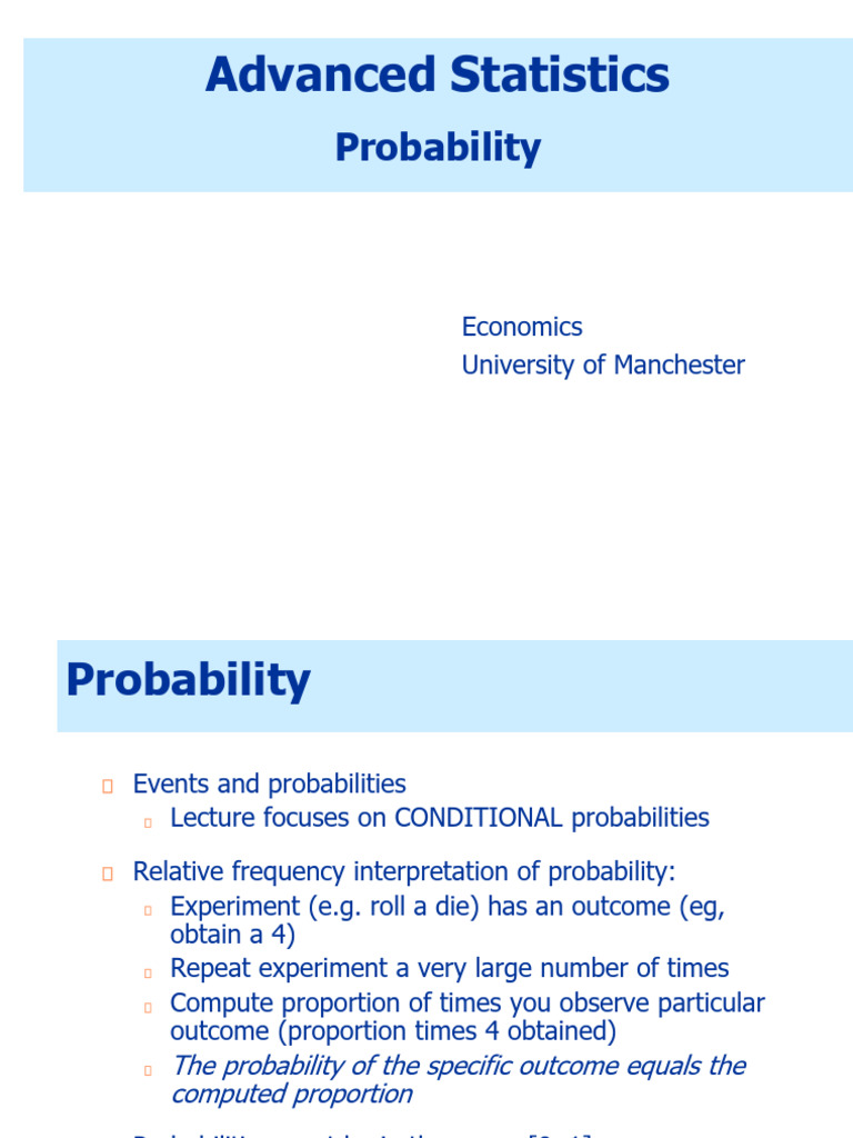 AdvStats - W2 - Probability | PDF | Probability | Mathematics