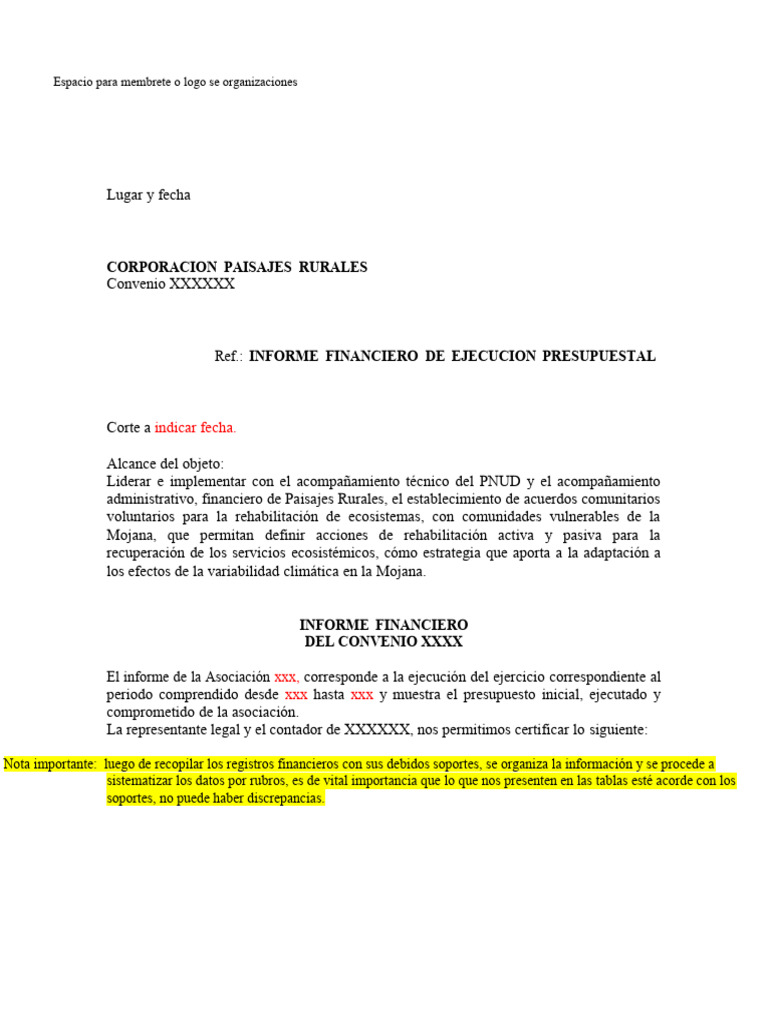Modelo Informe Financiero - RV MA | PDF | Contabilidad | Industrias de ...