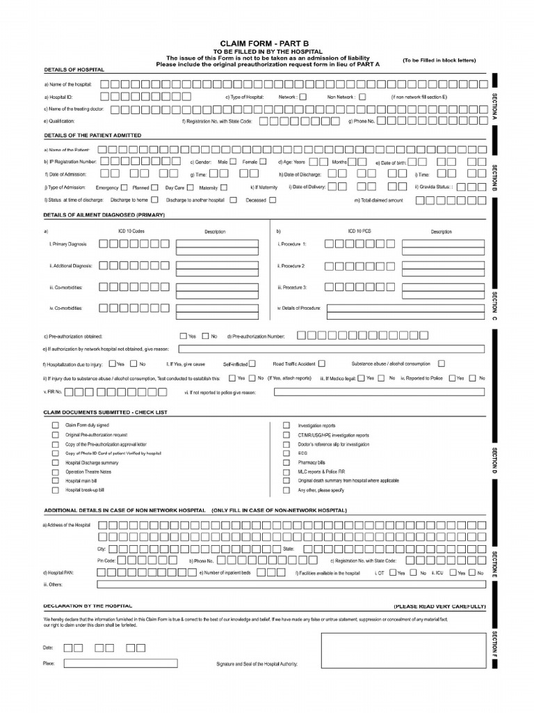 Claim Form Part - B | PDF