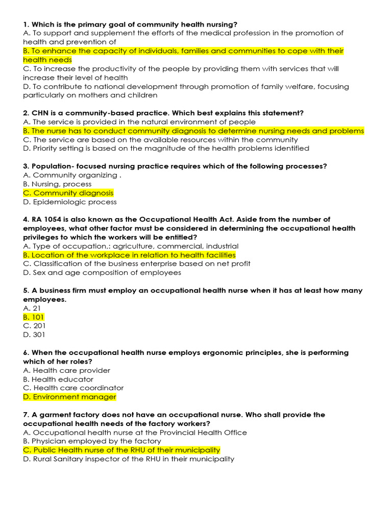 CHN Practice Exam 1 | PDF | Midwife | Nursing