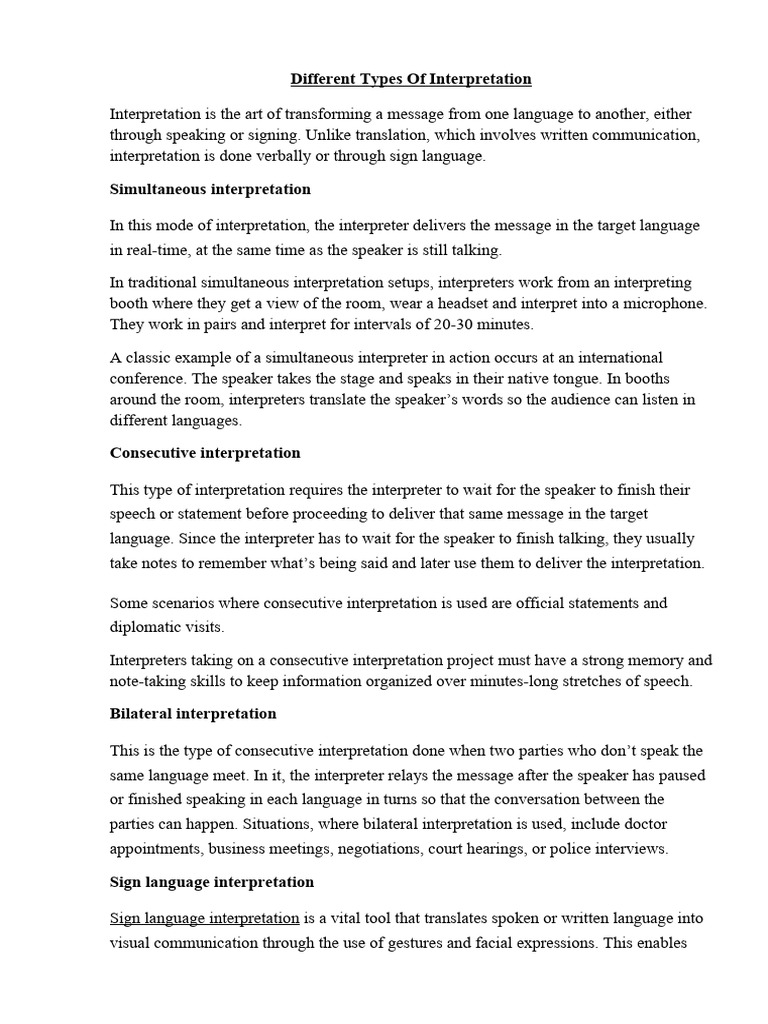 Different Types of Interpretation | PDF | Language Interpretation ...