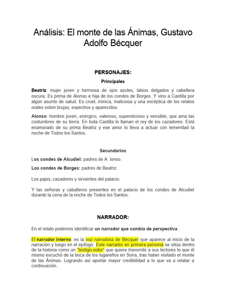 Análisis DEL MONTE DE LAS ANIMAS | PDF