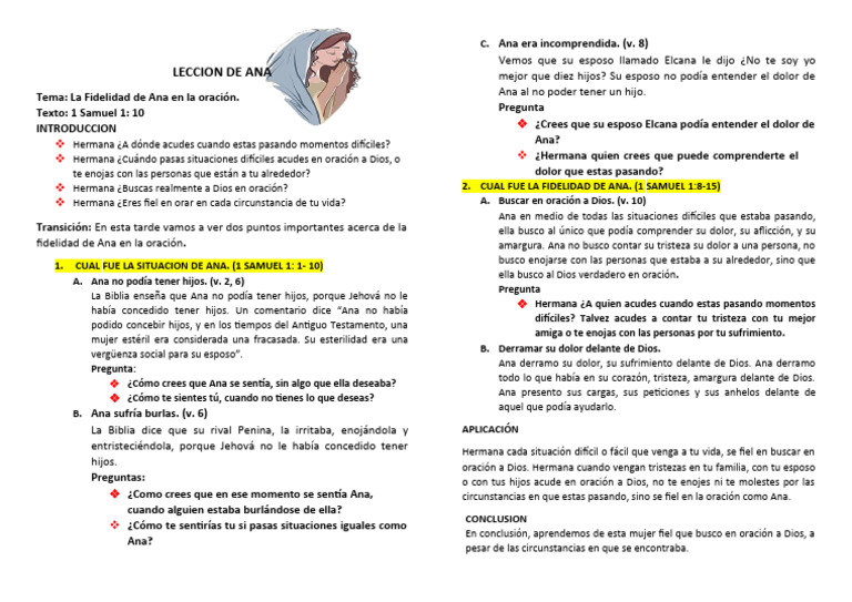 Leccion de Ana | PDF | Oración | Dios