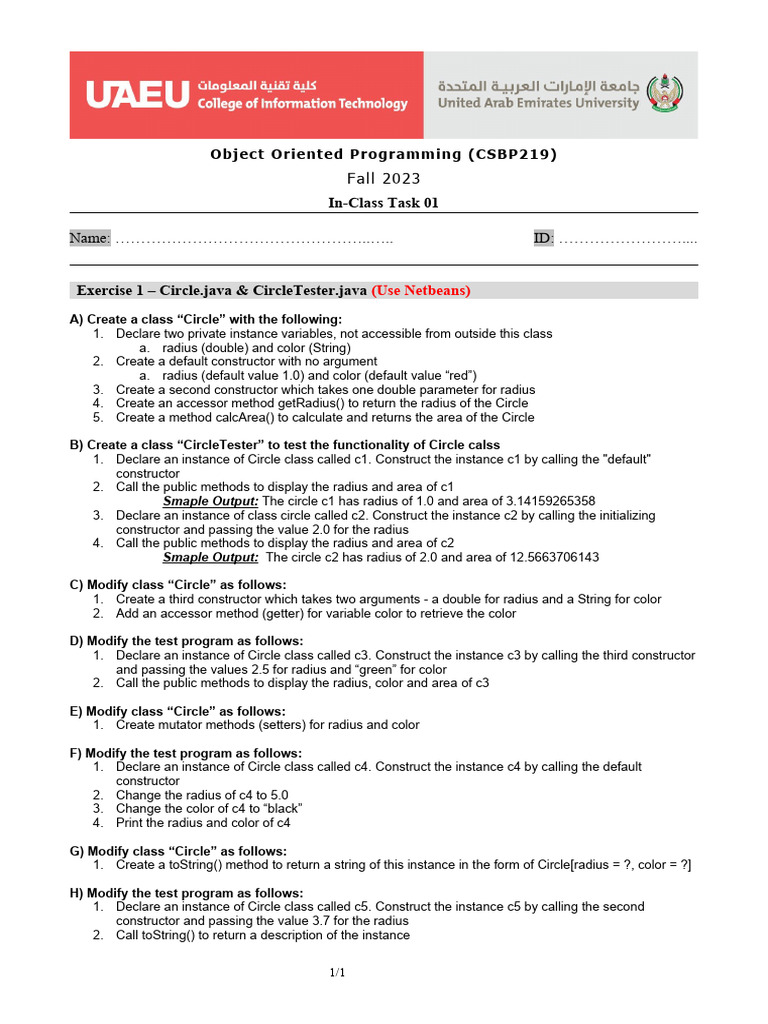 CSBP219 | PDF | Constructor (Object Oriented Programming) | Programming