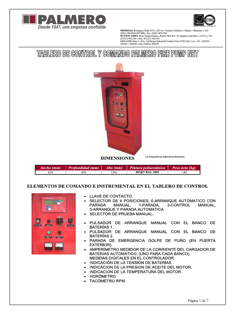 Tablero NFPA20 Modelo Fire Pump NET V12 | PDF
