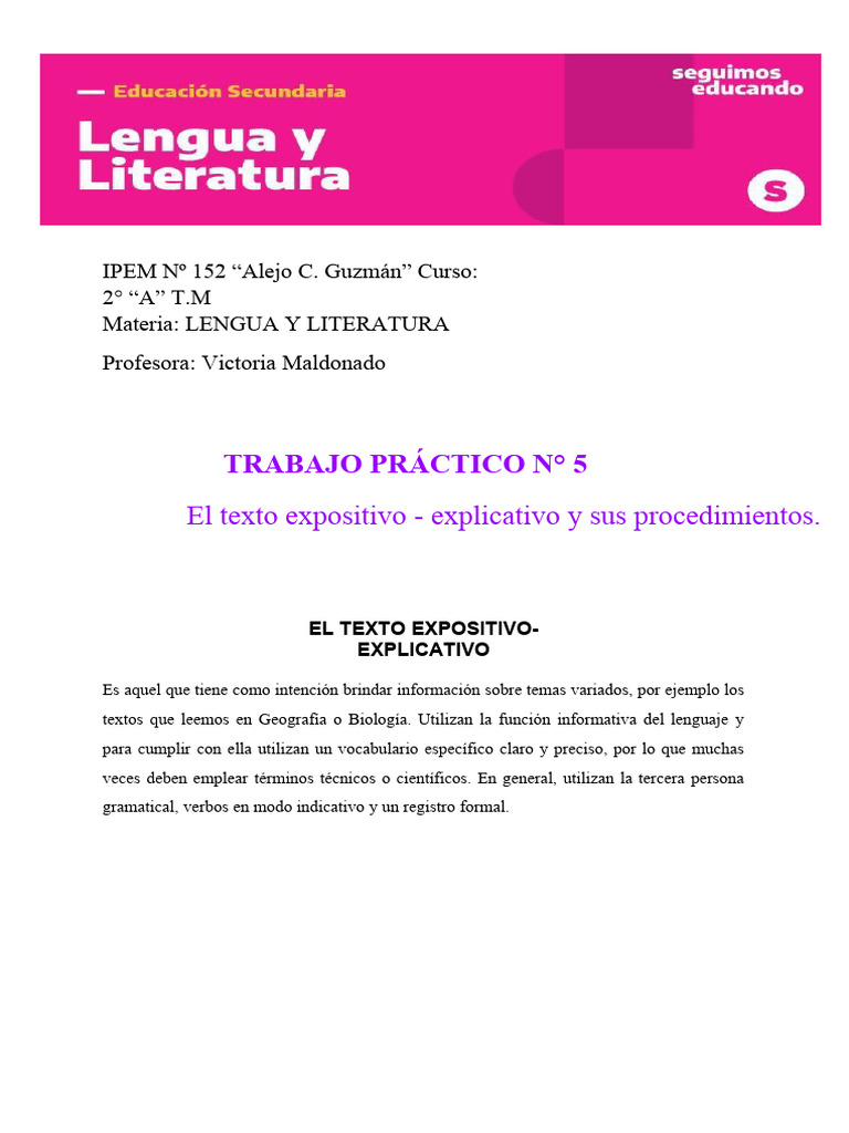 Trabajo 5 Texto Expositivo | PDF | Lingüística