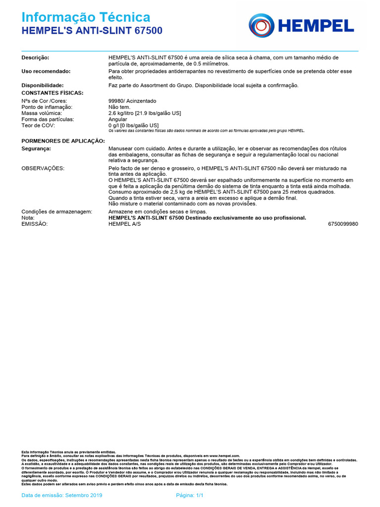 PDS Hempel's Anti-Slint 67500 PT-PT | PDF | Tinta | Massa