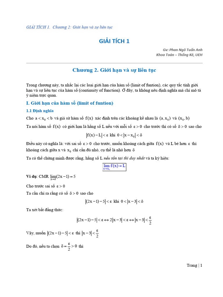 Chương 2 - Gi I H N Và S Liên T C | PDF