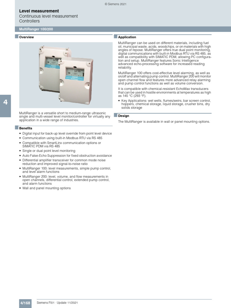 Siemens MultiRanger 100/200 Overview | PDF | Electronics | Computer ...