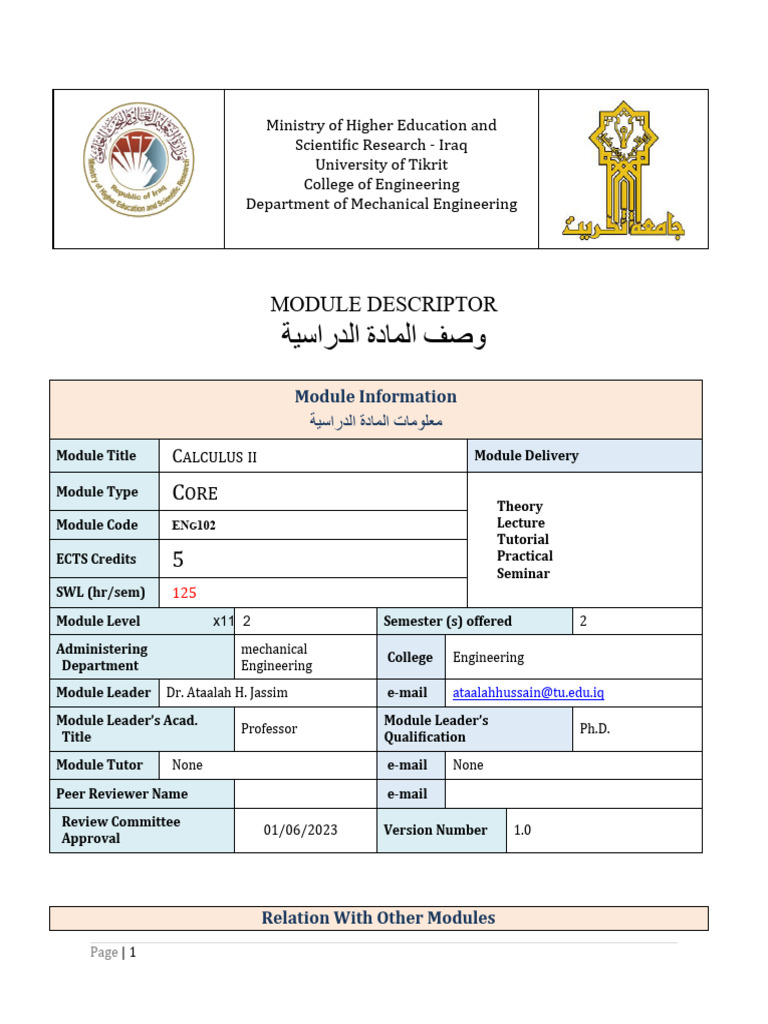 Module Descriptor Math11 | PDF | Derivative | Mathematics Module Descriptor Math11 | PDF | Derivative | Mathematics