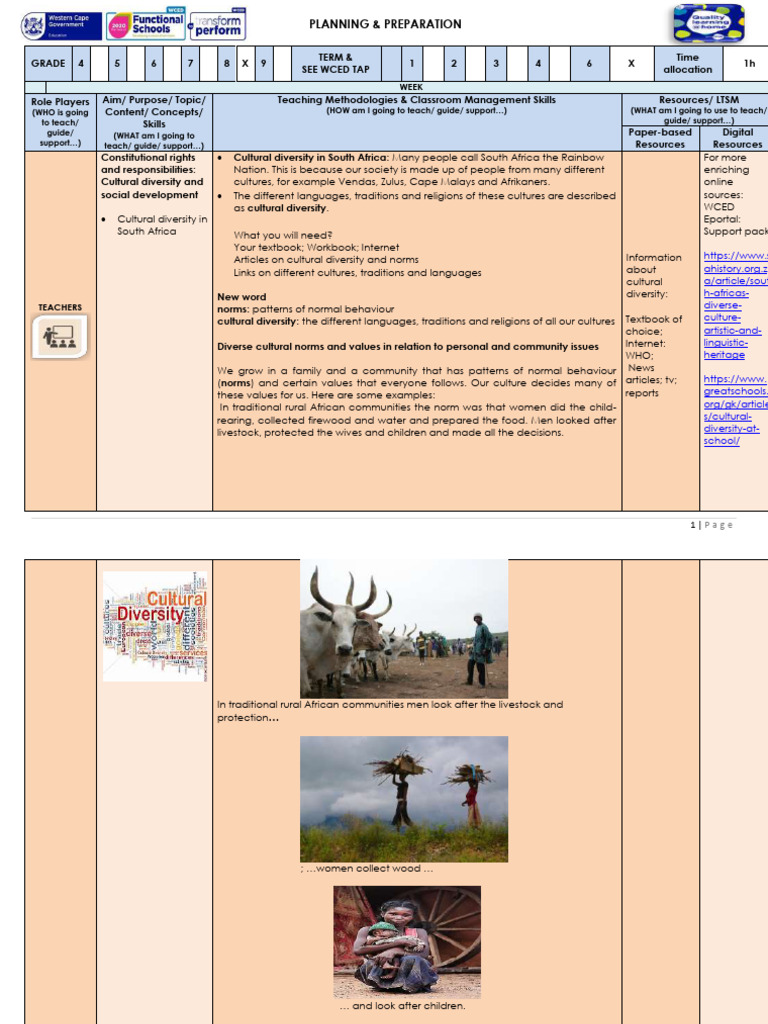 Lesson Plan Gr. 8 Life Orientation Term 3 Week 6 | PDF | Human ...
