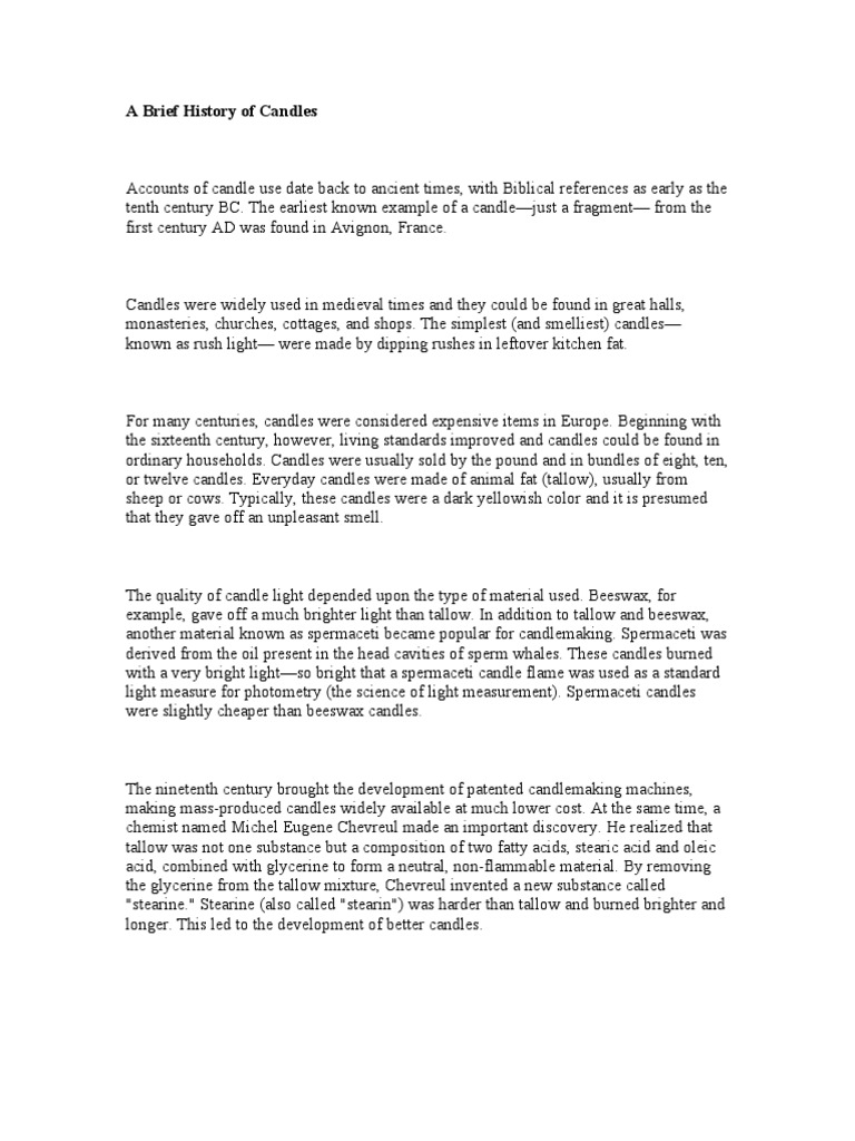 History and Evolution of Candles | PDF | Candle | Nature