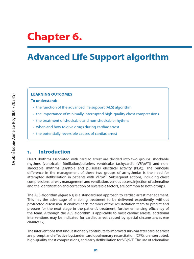 ALS Algorithm | PDF | Cardiopulmonary Resuscitation | Cardiac Arrest