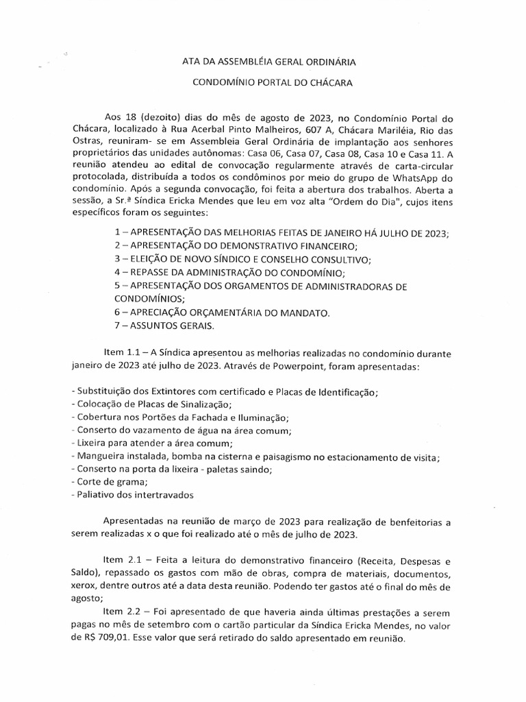 ATA Da Assembleia Geral Ordinaria | PDF
