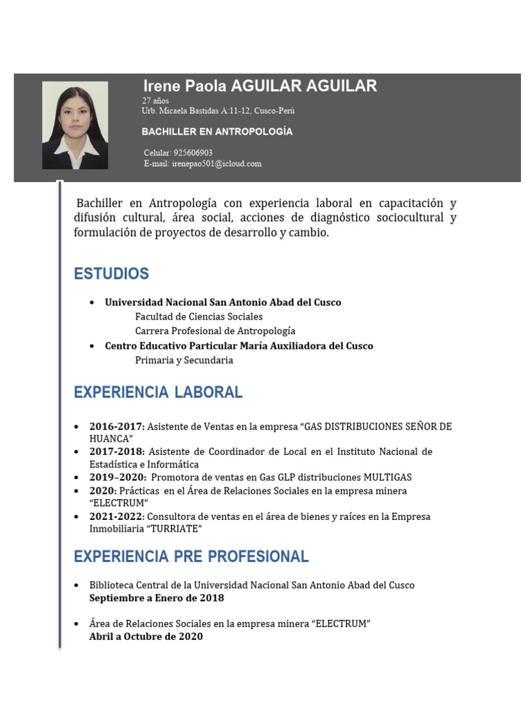 CV Paola 2023 Actualizado | PDF | Perú