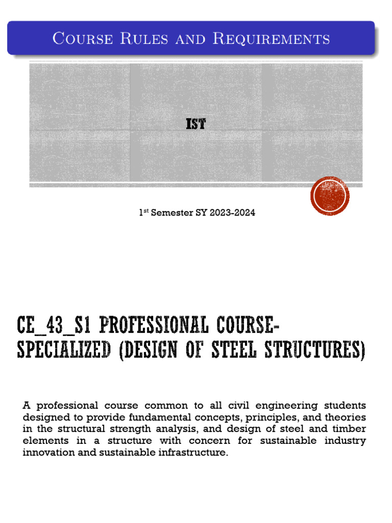 Lecture 1 (Course Introduction) - 1 | PDF | Structural Steel