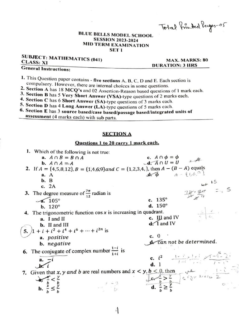Maths Sample Paper 1 Term 1 | PDF | Euclidean Geometry | Rotation