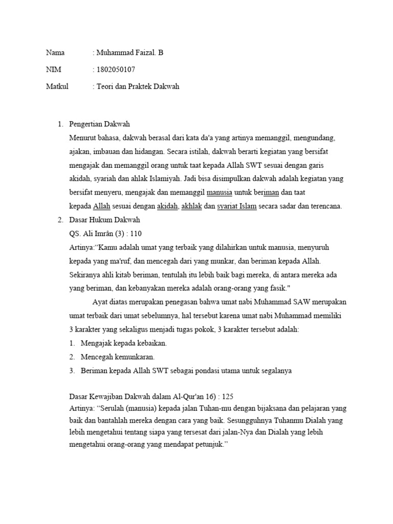 Teori Dan Praktek Dakwah MFB | PDF