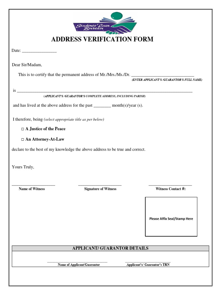 Address Verification Form 4 | PDF