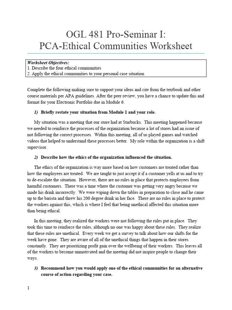 6 Ethical Communities Worksheet | PDF