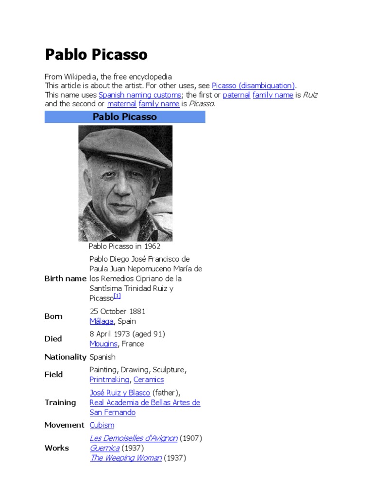 Pablo Picasso (English) | PDF | Pablo Picasso | Paintings