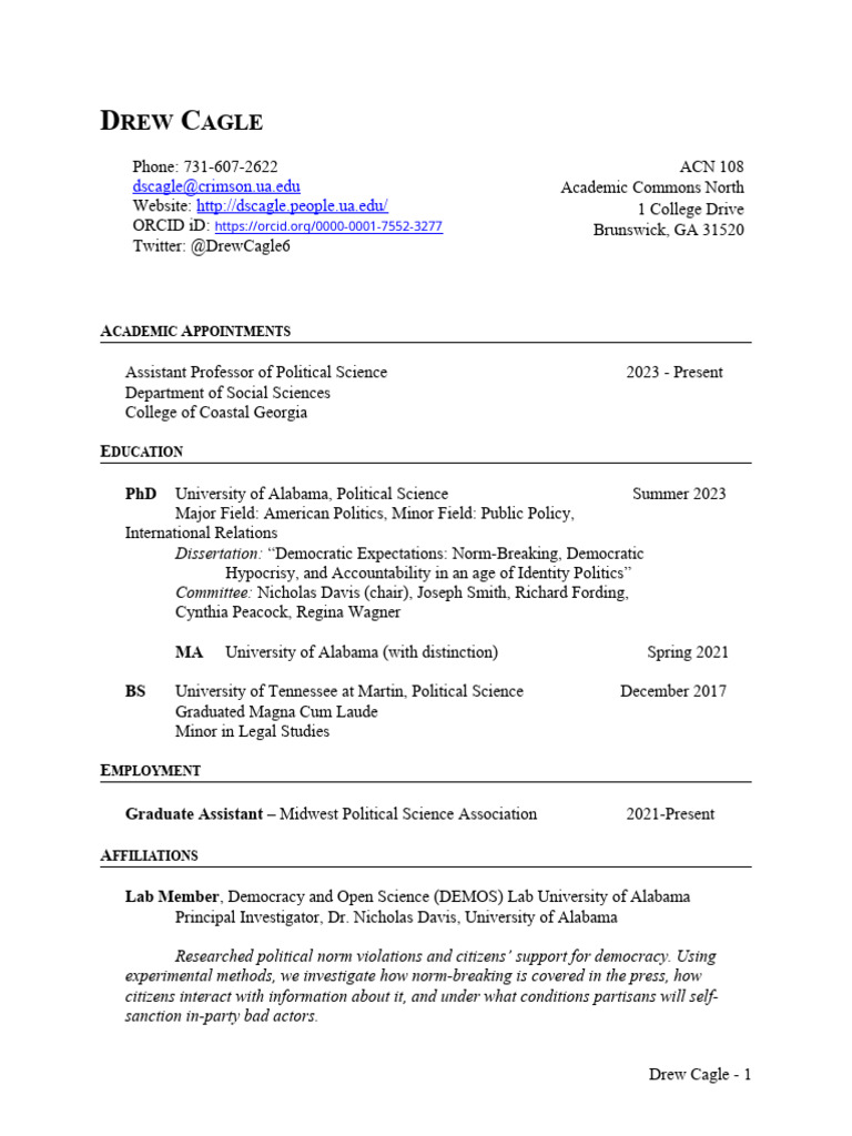 Current CV 1 | PDF | University Of Alabama | Science