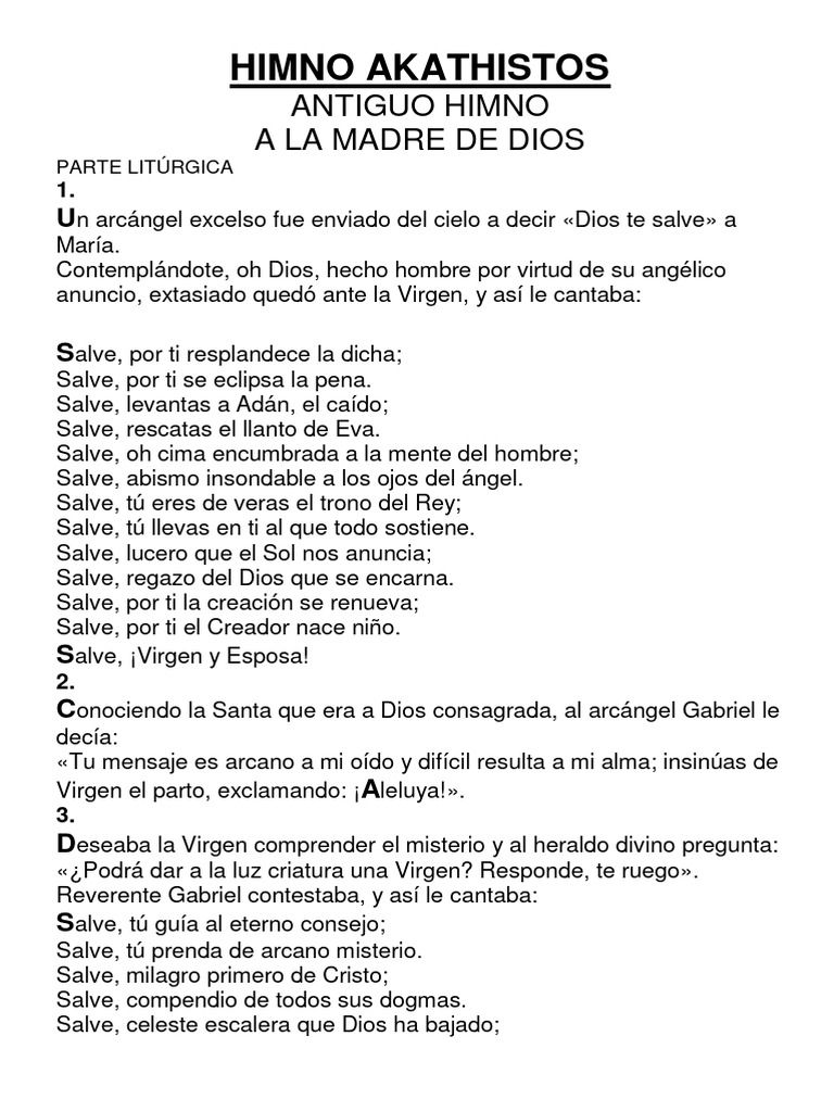 Himno Akathistos | PDF | María, madre de Jesús | Cristo (título)