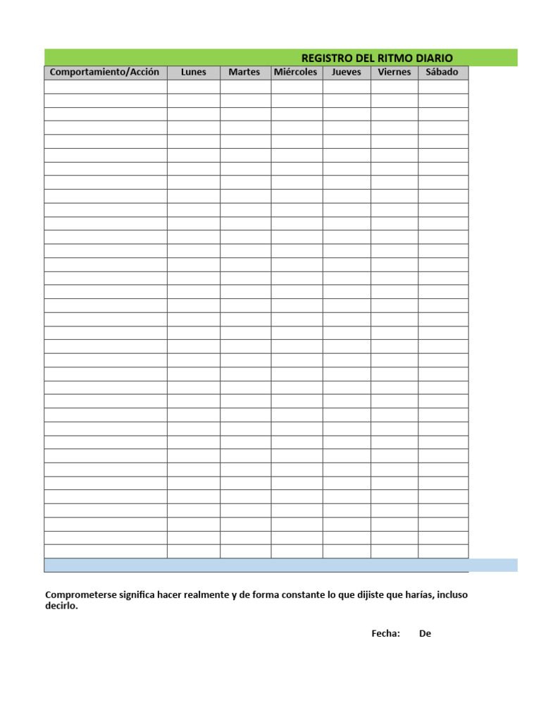 Registro de Ritmo Diario | PDF