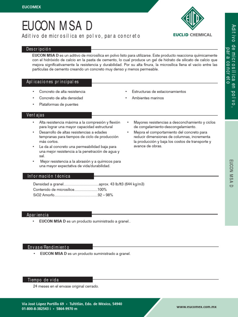 Eucon Msa D | PDF | Hormigón | Cemento