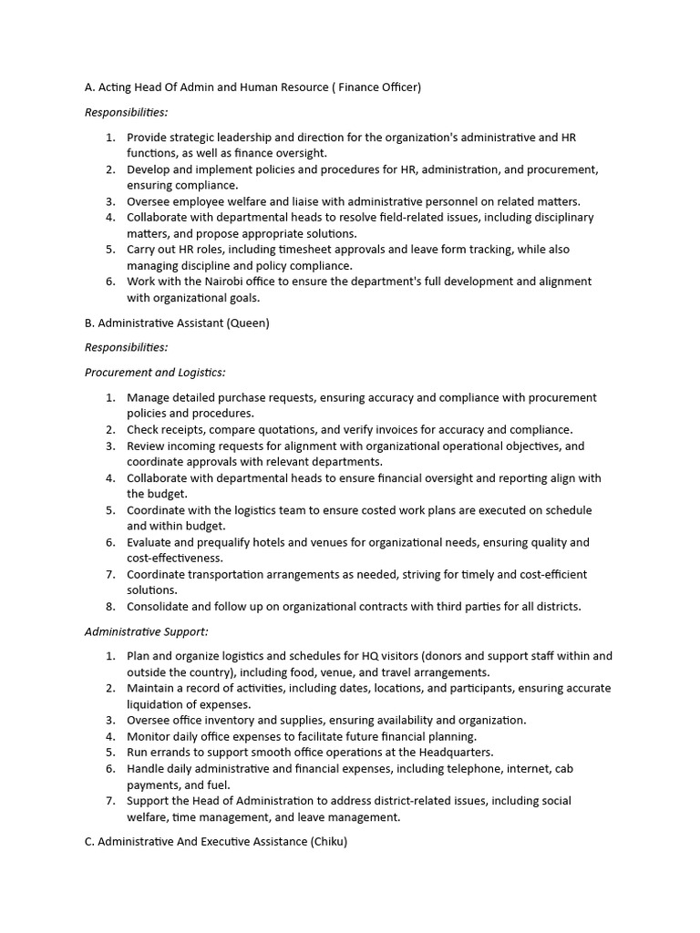 Administrative Roles and Responsibilities v3 | PDF | Procurement | Business