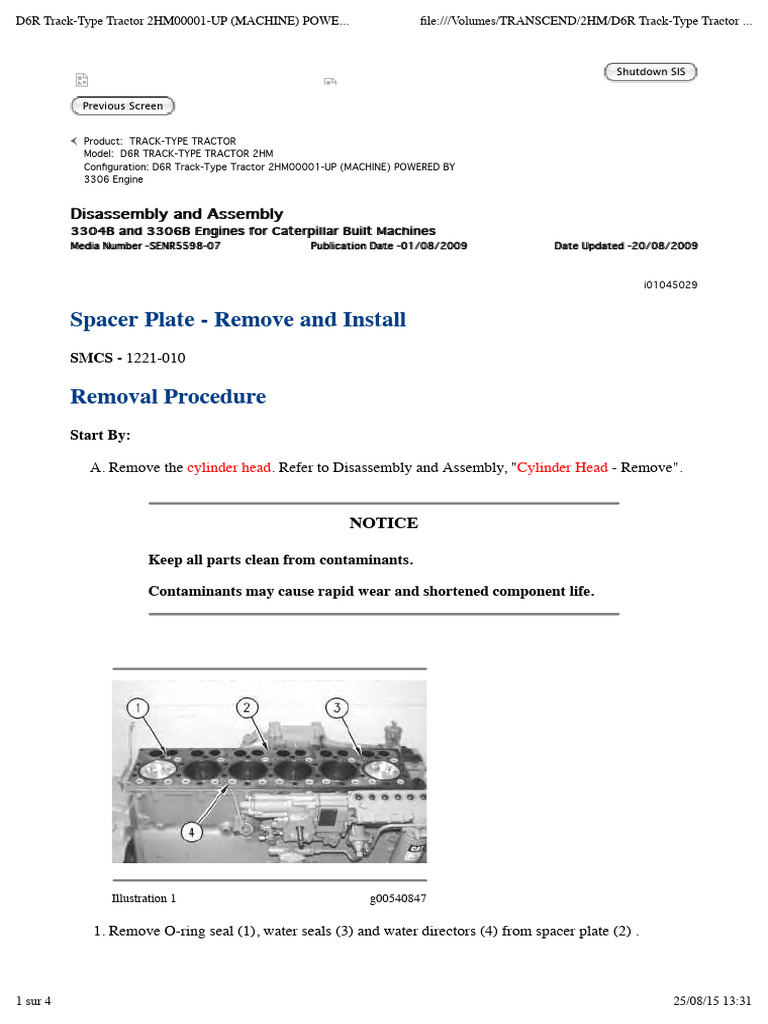 D6R-2HM-Spacer Plate - Remove and Install | PDF | Vehicles ...