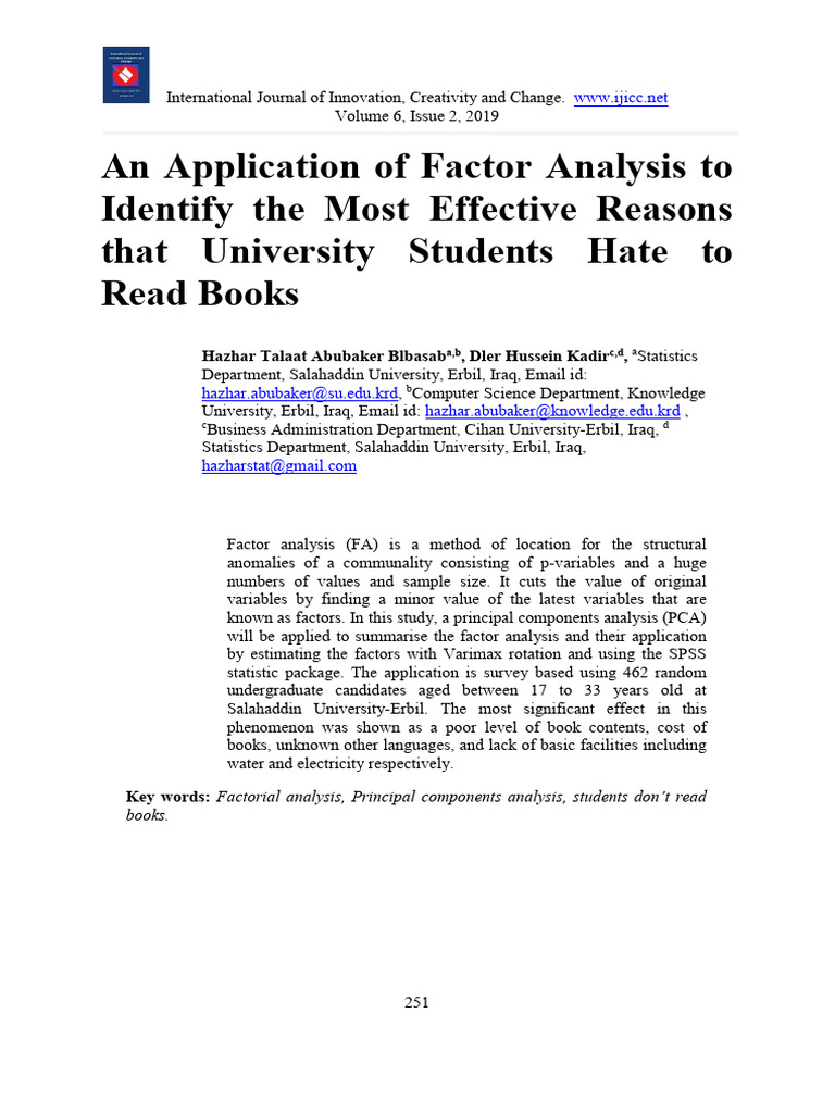An Application of Factor Analysis To Identify The Most Effective ...