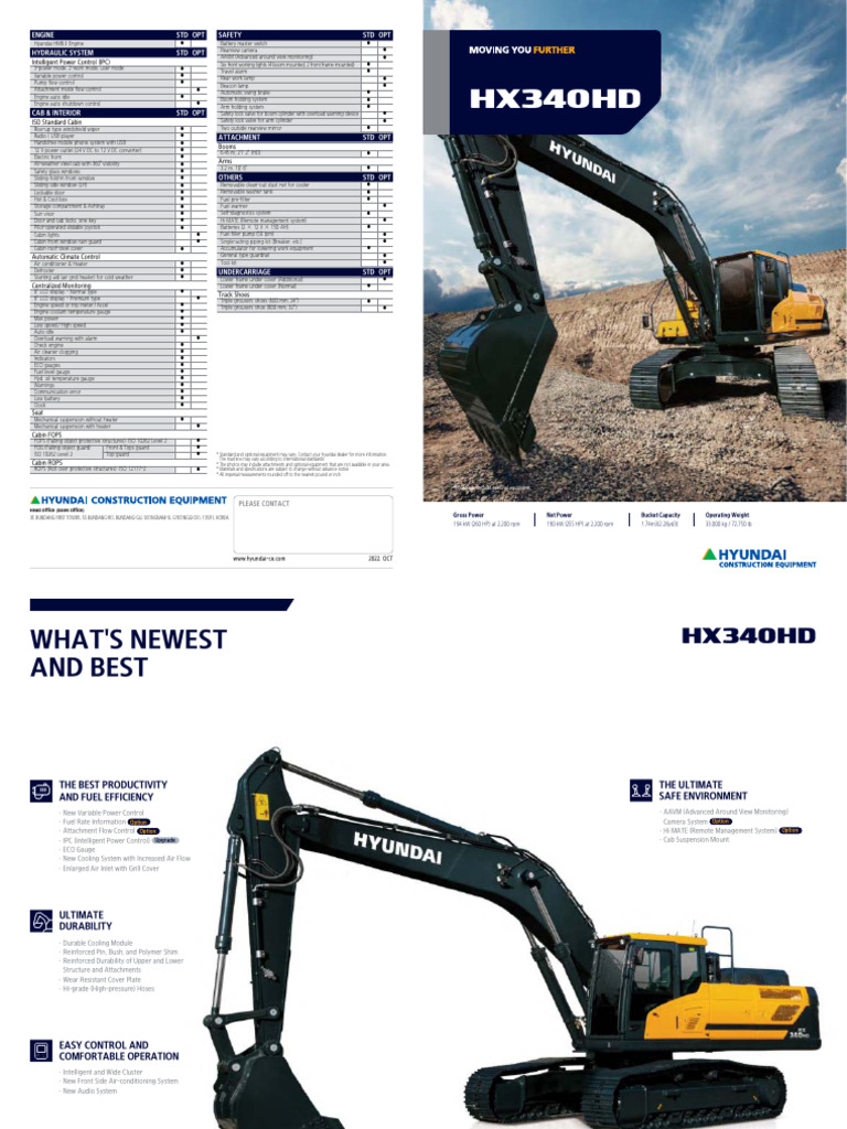 Catalogue HCE - Excavator - HX340HD | PDF | Horsepower | Engines