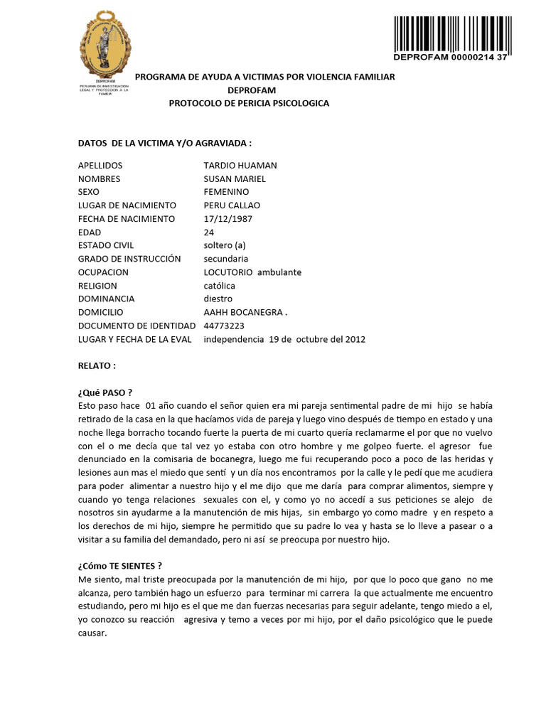 Protocolo de Pericia Psicologica | PDF | Abuso infantil | Abuso sexual