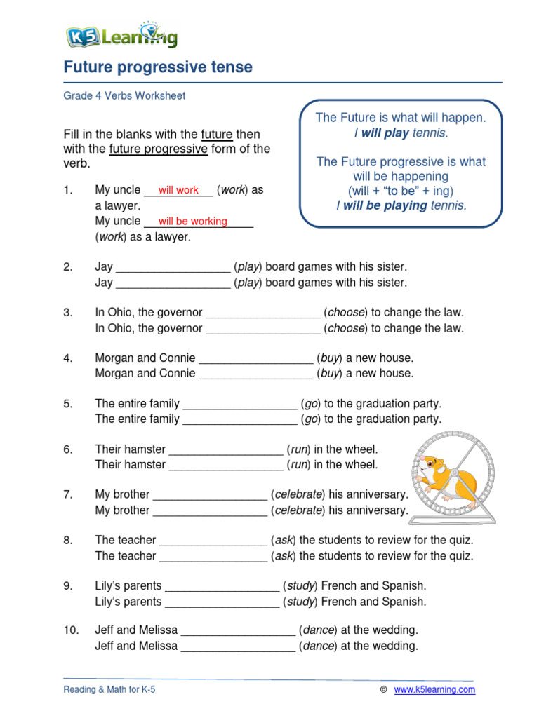 Grade 4 Future Progressive Tense B | PDF | Linguistics