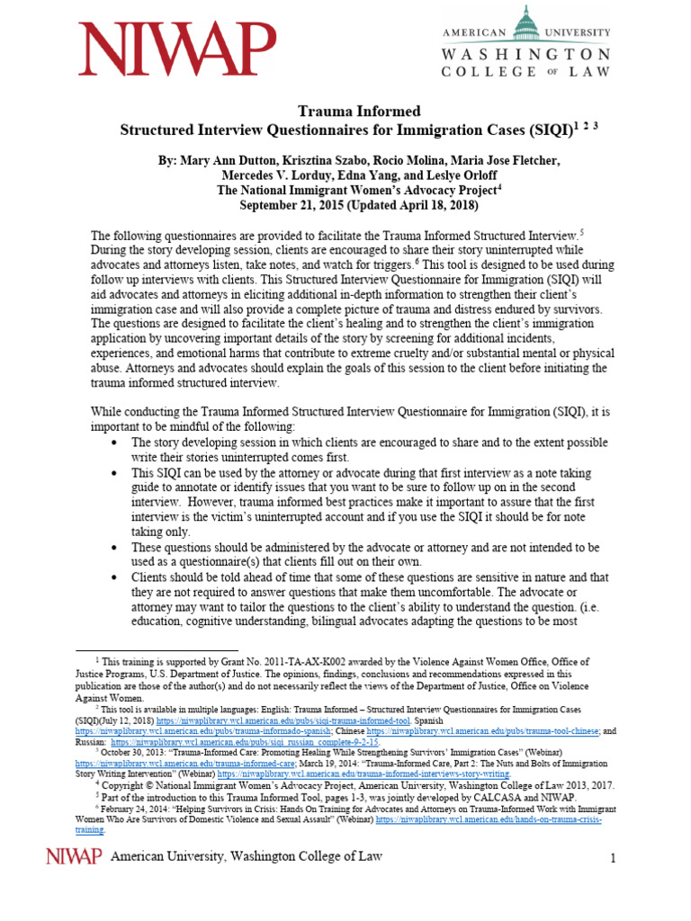 Trauma Informed Interview Ques | PDF | Psychological Trauma | Stepfamily