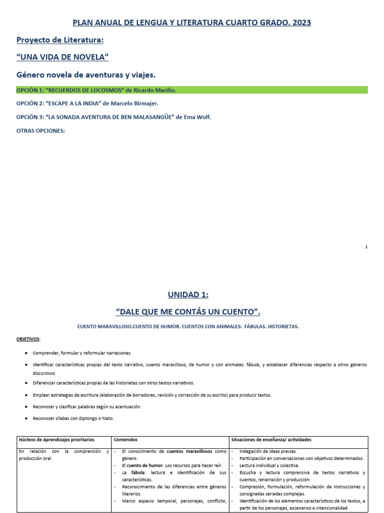 UNIDAD 1-2-3-4 LENGUA CUARTO GRADO. 2023 | PDF | Poesía | Cuentos